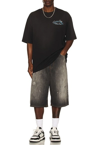 Amiri Crystal Chateau Script Oversized Tee - Black