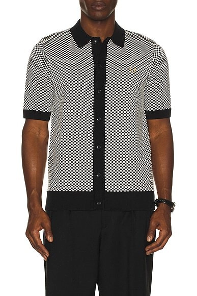 Fred Perry Chequrboard Button Thru Shirt - Black
