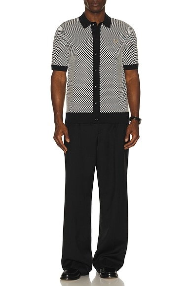 Fred Perry Chequrboard Button Thru Shirt - Black