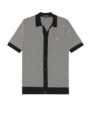 Fred Perry Chequrboard Button Thru Shirt - Black