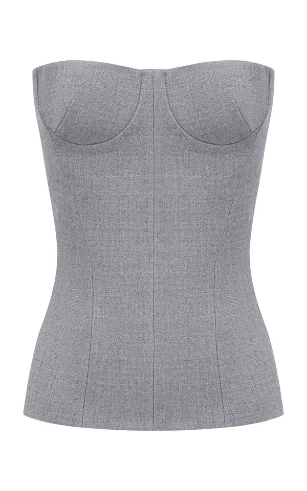 Alex Perry Cupped Suiting Corset Top - Grey