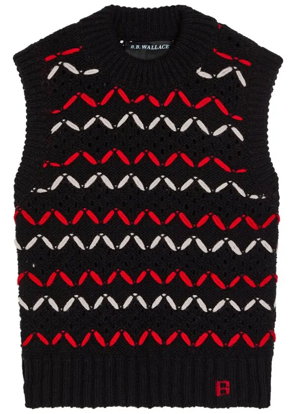 B.B. WALLACE Zigzag Intarsia Wool Vest