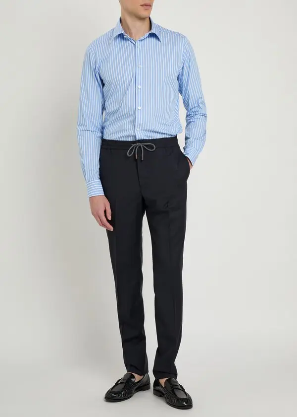 SLOWEAR Tapered-leg Wool Trousers With Drawstring Waist