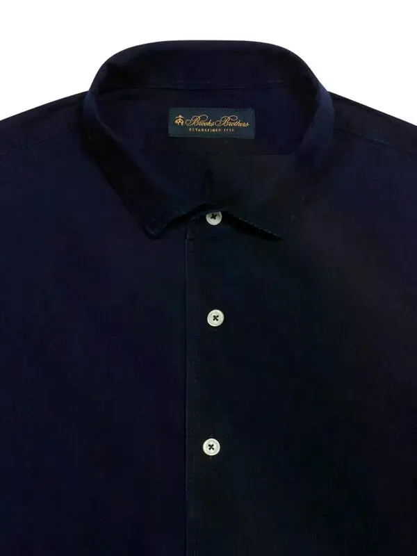 Brooks Brothers Seersucker Open Collar Shirt - Blue