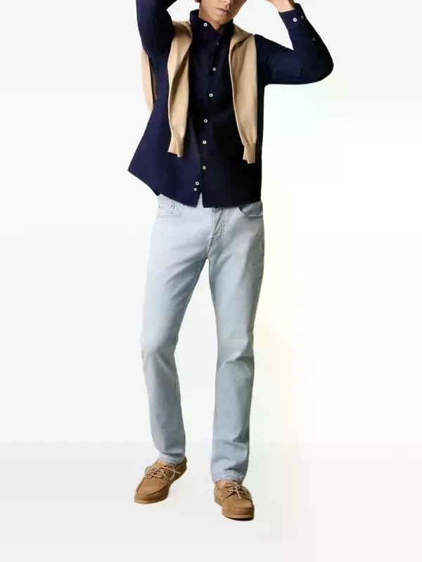 Brooks Brothers Seersucker Open Collar Shirt - Blue