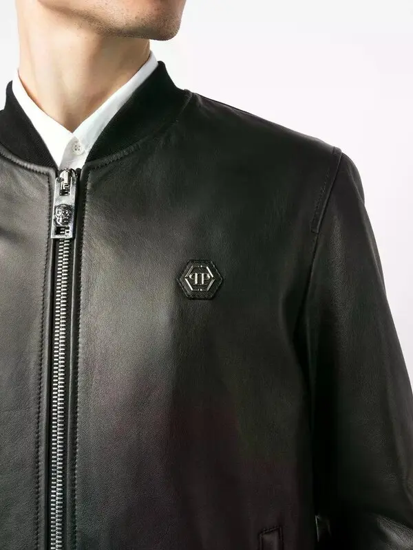 Philipp Plein Leather Bomber Jacket