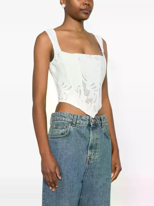 Giuseppe Di Morabito Embroidered Square Neck Sleeveless Cropped Top