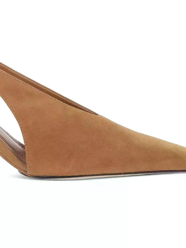 ARMARIUM Evelina Square-toe Suede Slingback Pumps - Brown