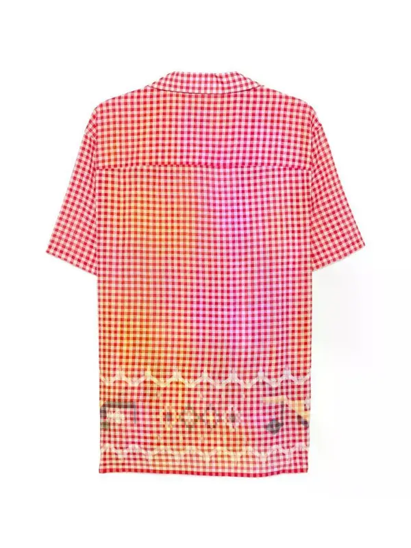 BAZISZT Checked Embroidered Shirt - Red