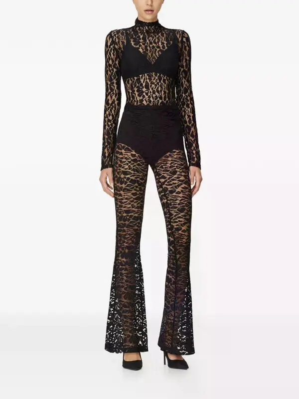 MIA PECULIAR Lace Animal Print Long Sleeve Top