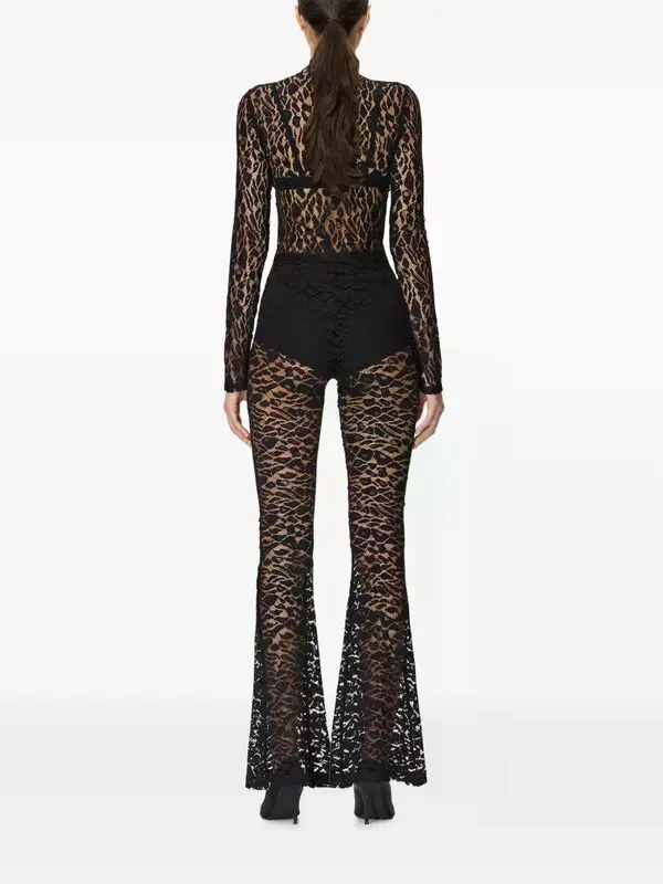 MIA PECULIAR Lace Animal Print Long Sleeve Top