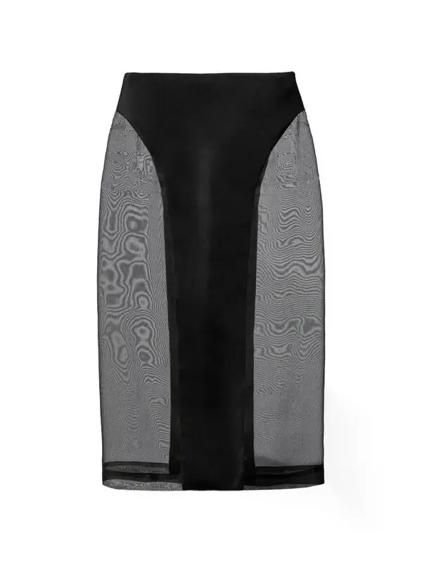 MIA PECULIAR Sheer Detail Midi Skirt - Black