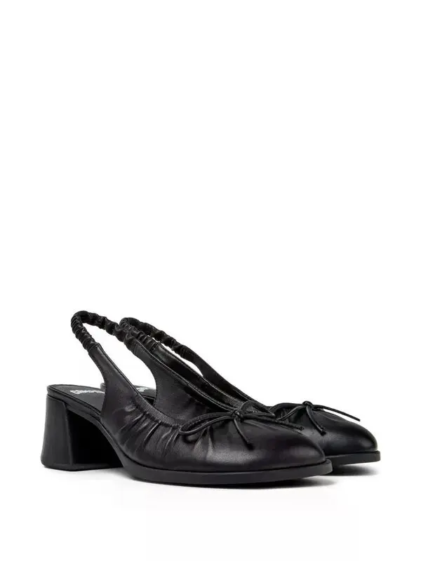 Camper Leather Bow Detail Slingback Pumps
