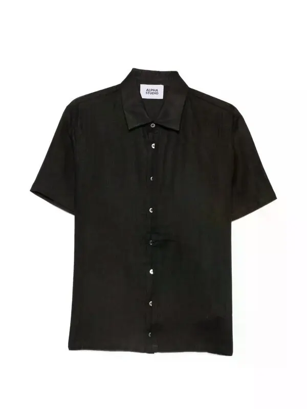 Alpha Studio Buttoned Short-sleeve Shirt - Black