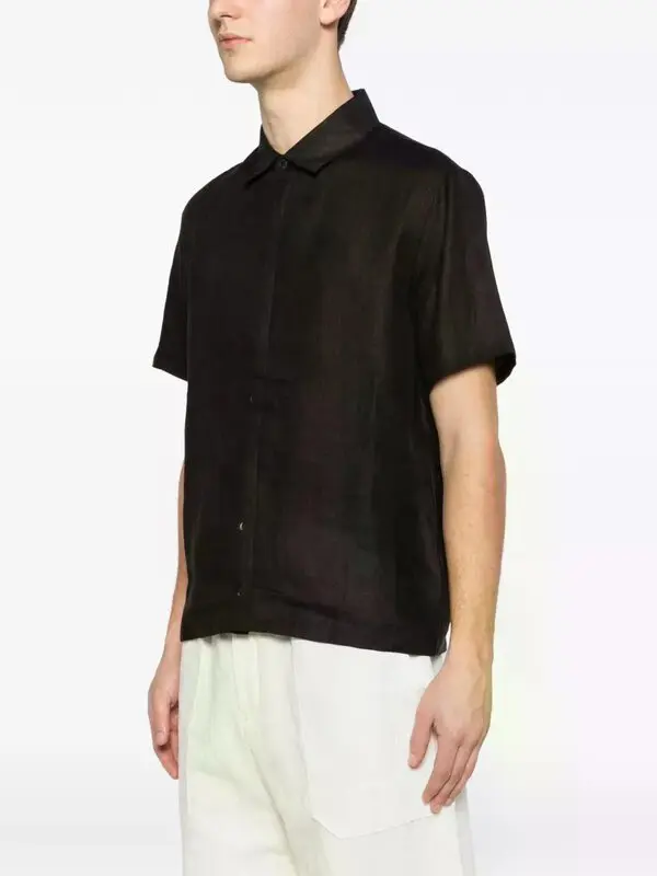 Alpha Studio Buttoned Short-sleeve Shirt - Black