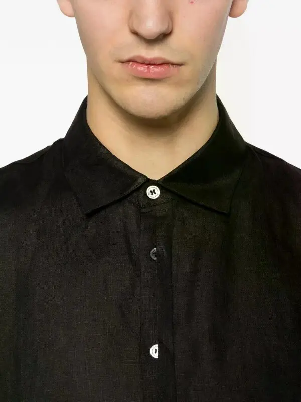 Alpha Studio Buttoned Short-sleeve Shirt - Black