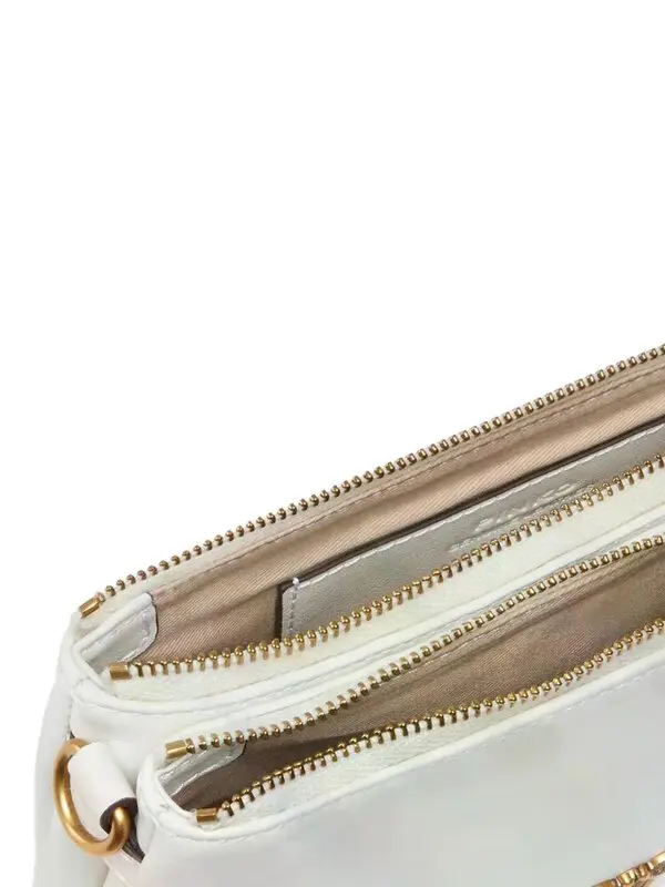 Pinko Mini Double Leather Bag With Chain Strap - White
