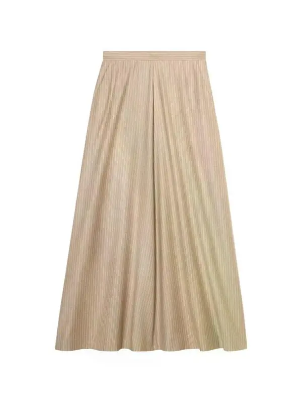 Brooks Brothers Striped Virgin Wool Midi Skirt - Neutrals