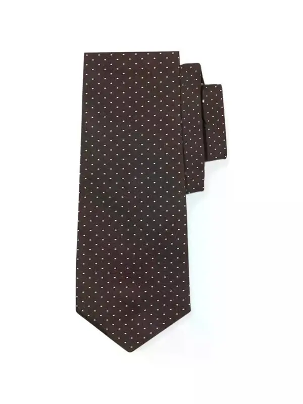 Brooks Brothers Polka Dot Silk Neck Tie - Brown