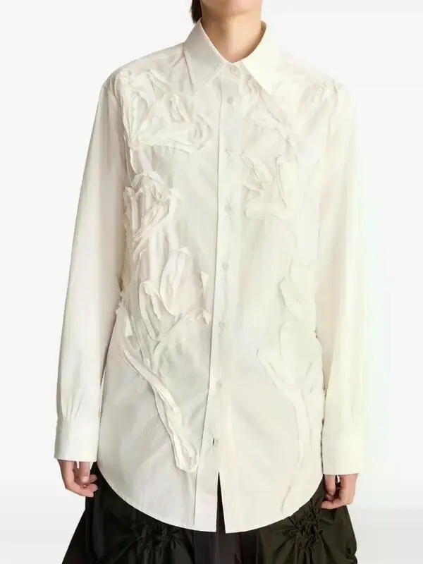 LEE MATHEWS Monty Floral Appliqué Shirt - Neutrals