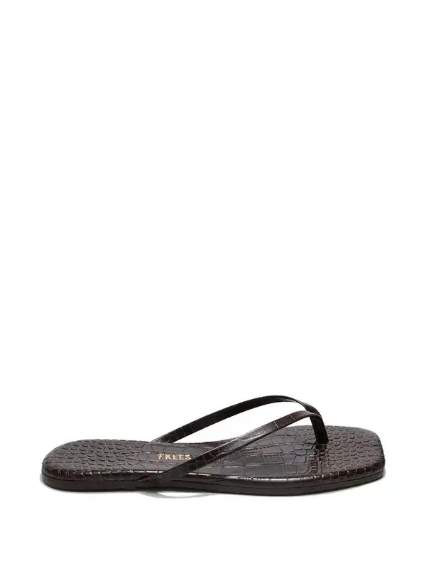 Tkees Lily Square Croc-effect Flip-flops - Brown