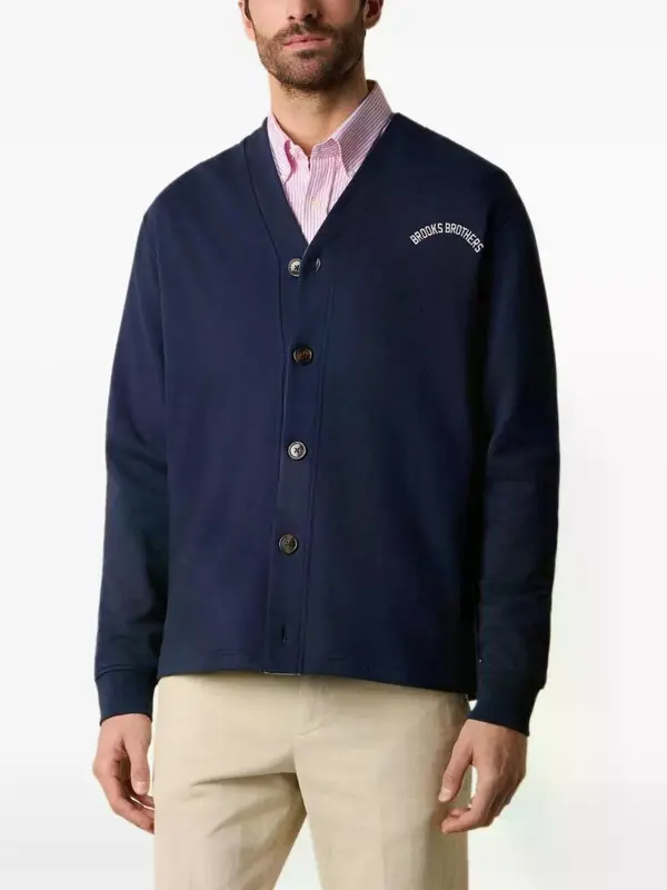 Brooks Brothers Logo V-neck Cardigan