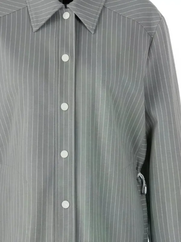 MARCCAIN Striped Shirt Jacket With Drawstring Waist - Grey