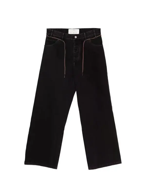 SONG FOR THE MUTE Wide Leg Drawstring Jeans - Black