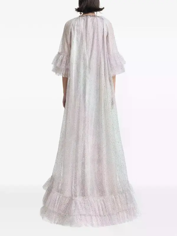 GEMY MAALOUF Ruffled Sleeves Hemline Maxi Kaftan - Neutrals