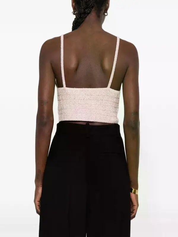 Alessandra Rich Embellished Knit Cropped Top