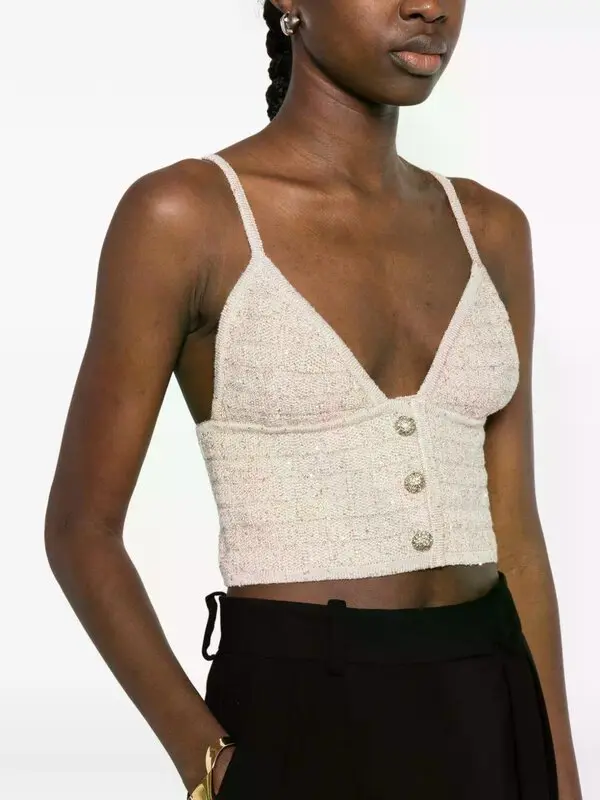 Alessandra Rich Embellished Knit Cropped Top