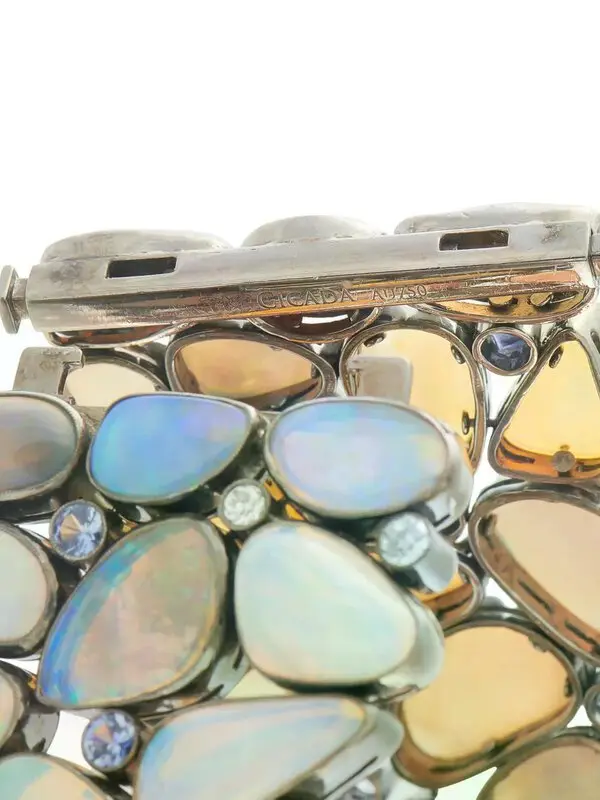 CICADA JEWELRY Cicada Multi-stone Bezel-set Bracelet In 18k White Gold