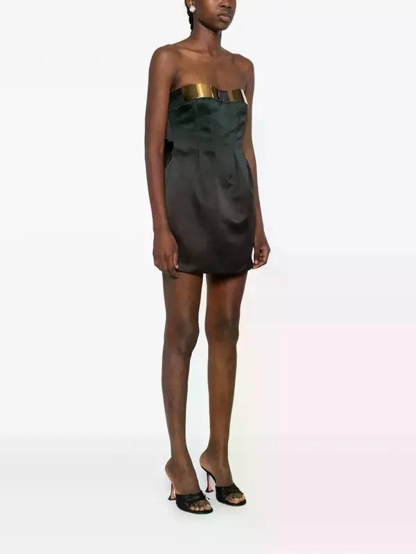 Elisabetta Franchi Strapless Metallic Embellished Mini Dress - Black