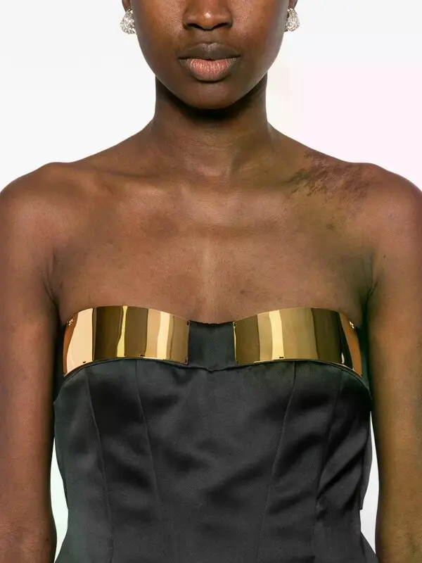 Elisabetta Franchi Strapless Metallic Embellished Mini Dress - Black