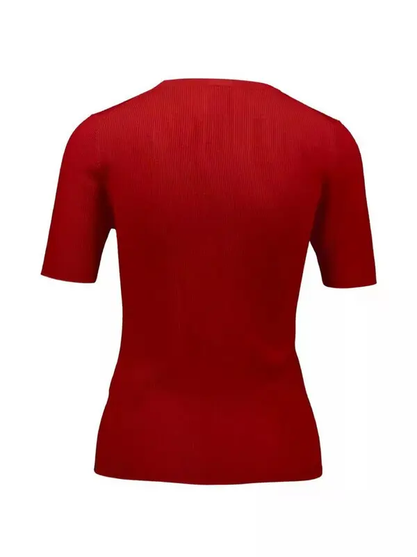 ALLUDE Ribbed Short-sleeve Sweater - Red