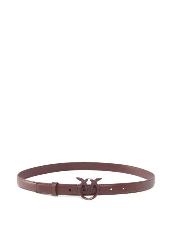 Pinko Thin Colour-block Leather Belt With Love Birds Buckle - Red