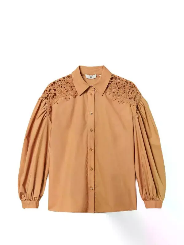 TWINSET Balloon Sleeve Shirt With Macramé Inserts