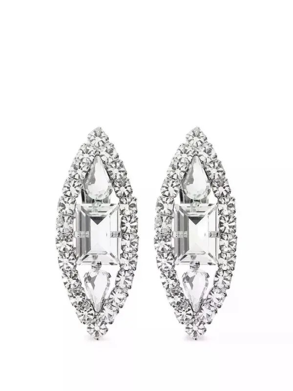 Alessandra Rich Crystal Marquise Drop Earrings - Silver