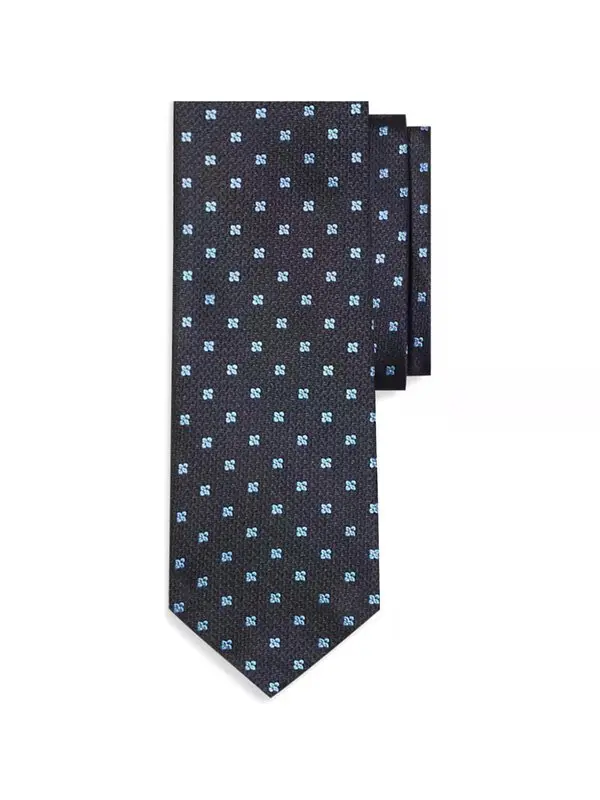 Brooks Brothers Micro Floral Silk Neck Tie - Black
