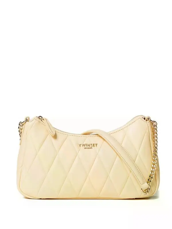 TWINSET Quilted Shoulder Bag With Logo Detail - Neutrals