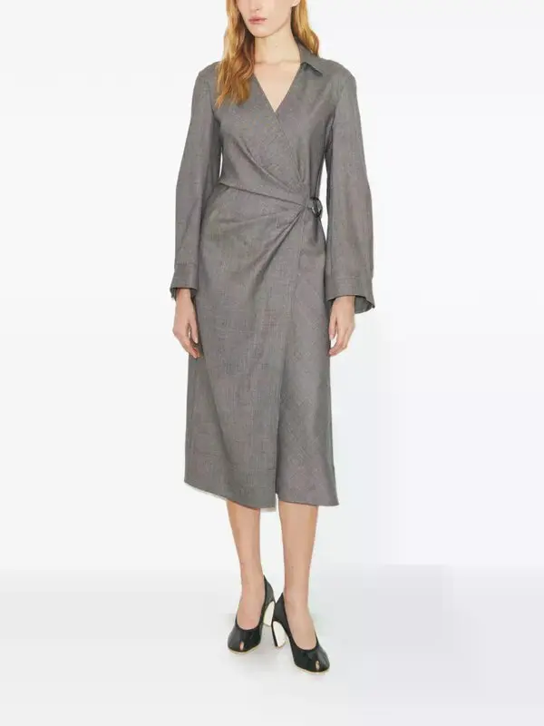 Tory Burch Wool Wrap Dress With Buckle Detail - Grey