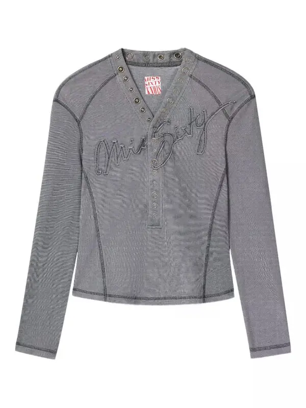 Miss Sixty Button-down Logo T-shirt - Grey