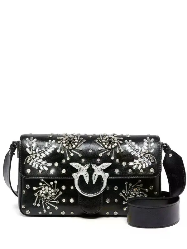 Pinko Love Birds Embellished Shoulder Bag - Black