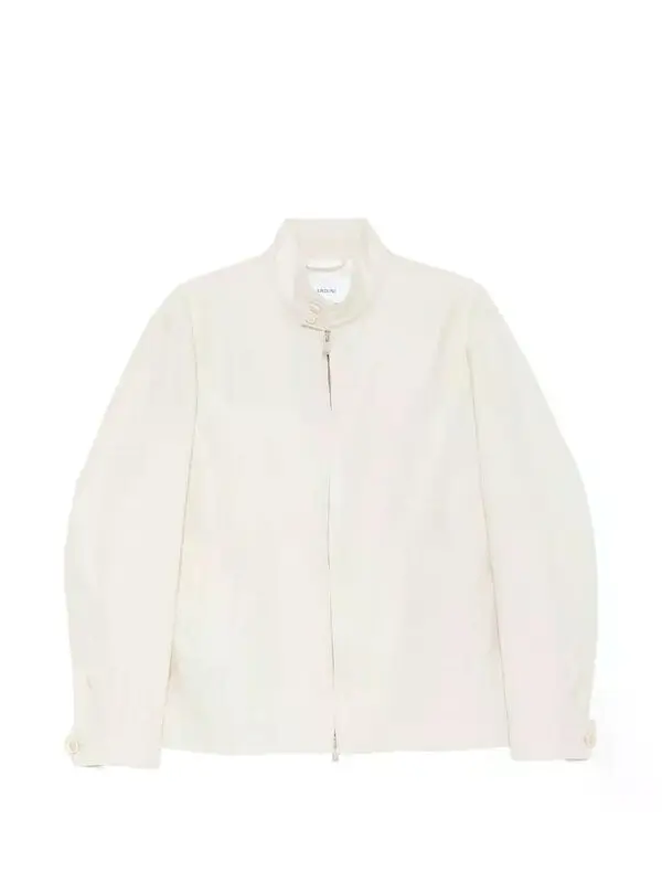 LARDINI Zip Linen Jacket With Stand Collar
