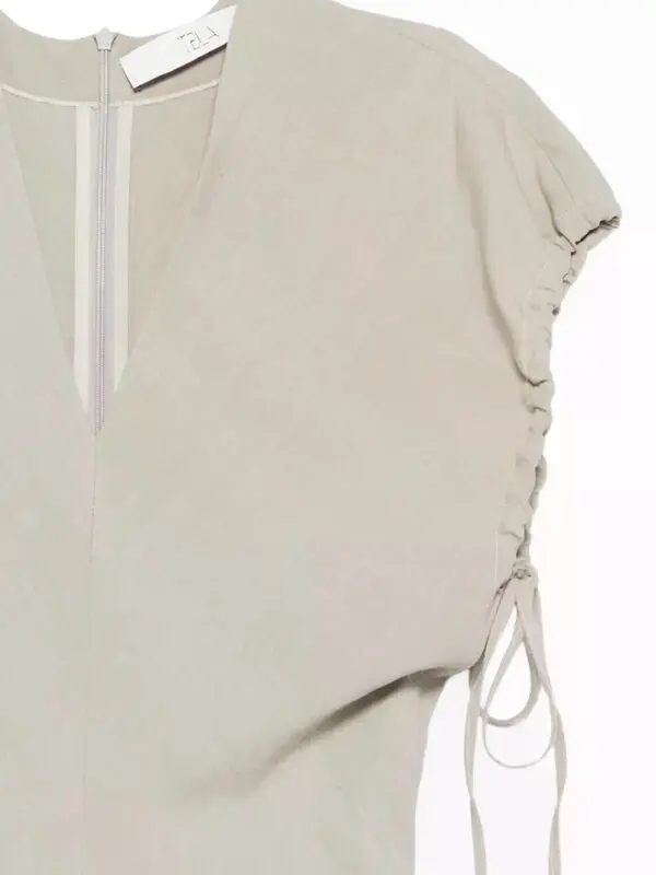 TELA D. Luna Drawstring V-neck Midi Dress