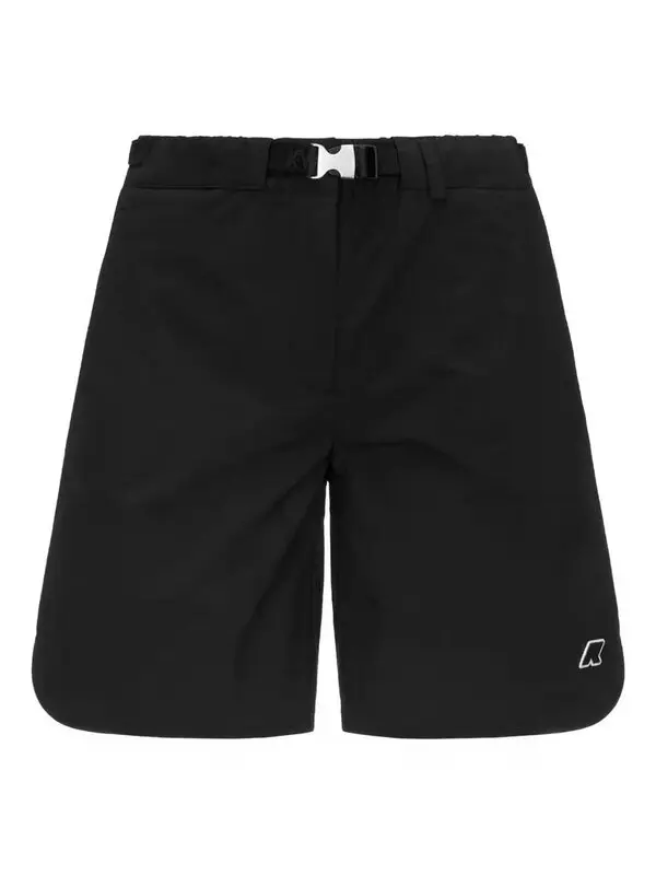 K-WAY Buckle-fastening Shorts With Logo Detail - Black