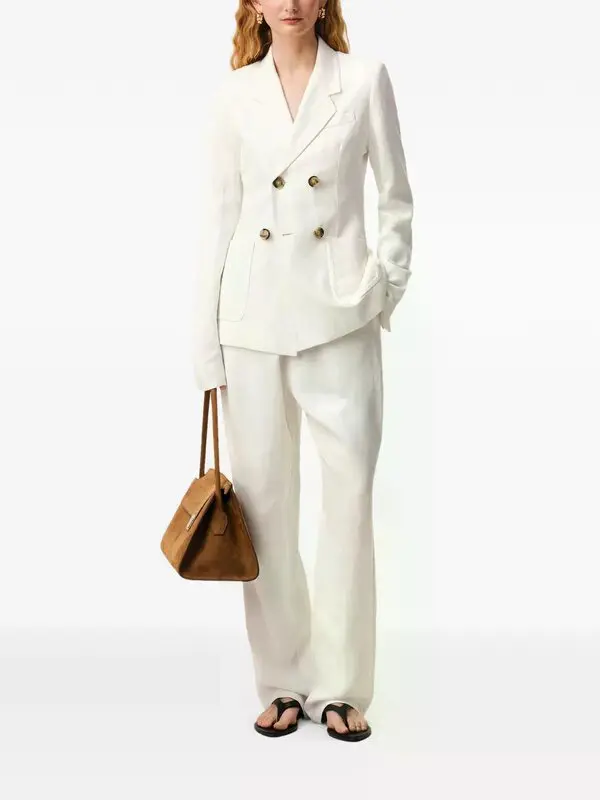 AMI Paris Blended Linen Elasticated Waist Trousers - Neutrals