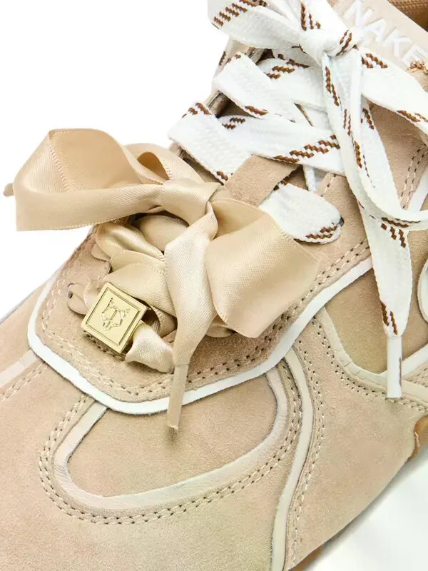 NAKED WOLFE Adorad Lace-up Sneakers With Bow Detail - Neutrals