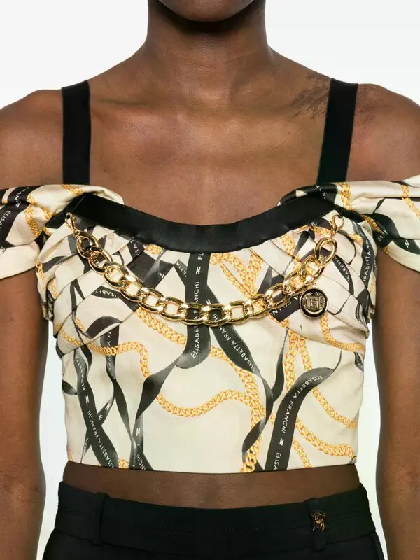 Elisabetta Franchi Chain Print Cropped Top