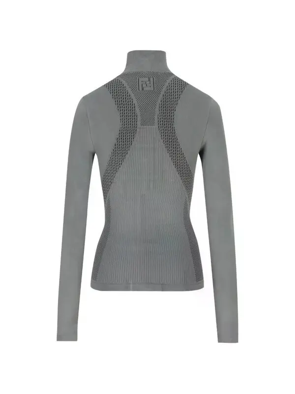 Fendi Monogrammed Ribbed Turtleneck Top
